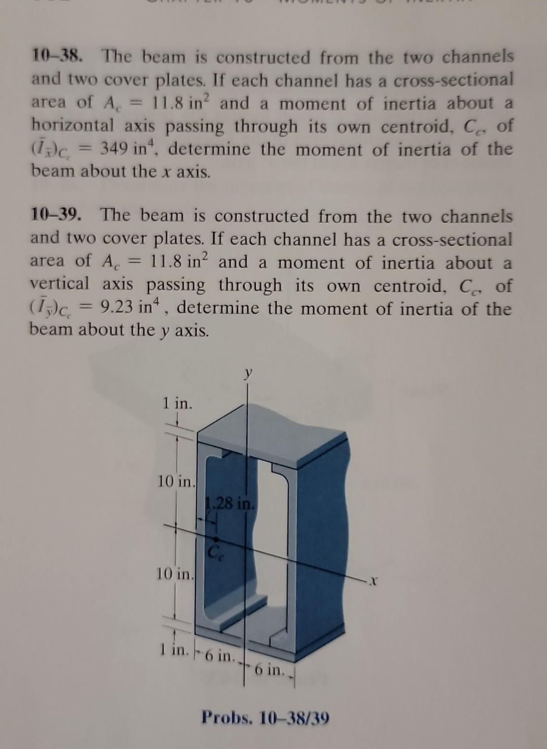Solved 10-38. The beam is constructed from the two channels | Chegg.com