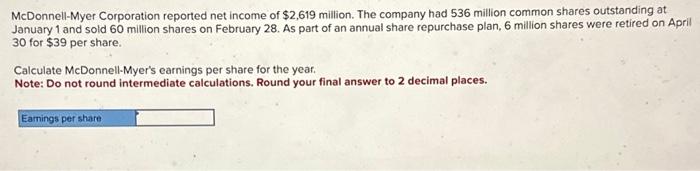 Solved McDonnell-Myer Corporation reported net income of | Chegg.com