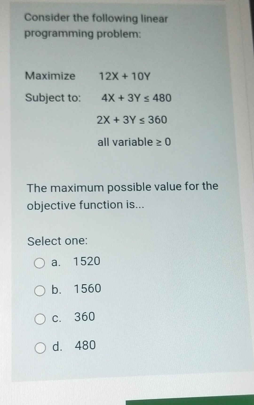 Solved Consider the following linear programming problem: | Chegg.com