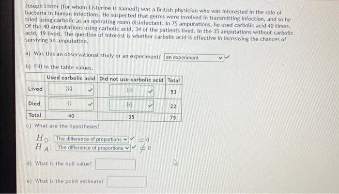 Solved Joseph Lister (for whom Listerine is named!) was a | Chegg.com