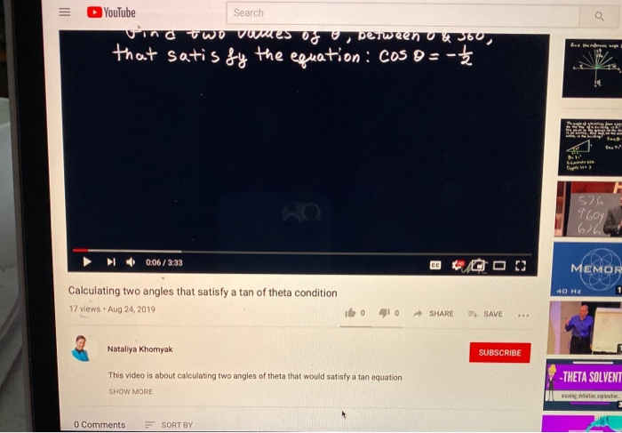 Solved Value: 4 Find two values of theta, between 0 and 2pi, | Chegg.com