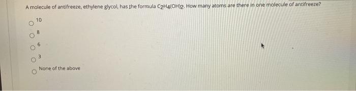 Solved A molecule of antifreeze, ethylene glycol, has the | Chegg.com