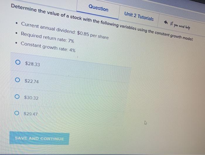 Solved Determine the value of a stock with the following | Chegg.com