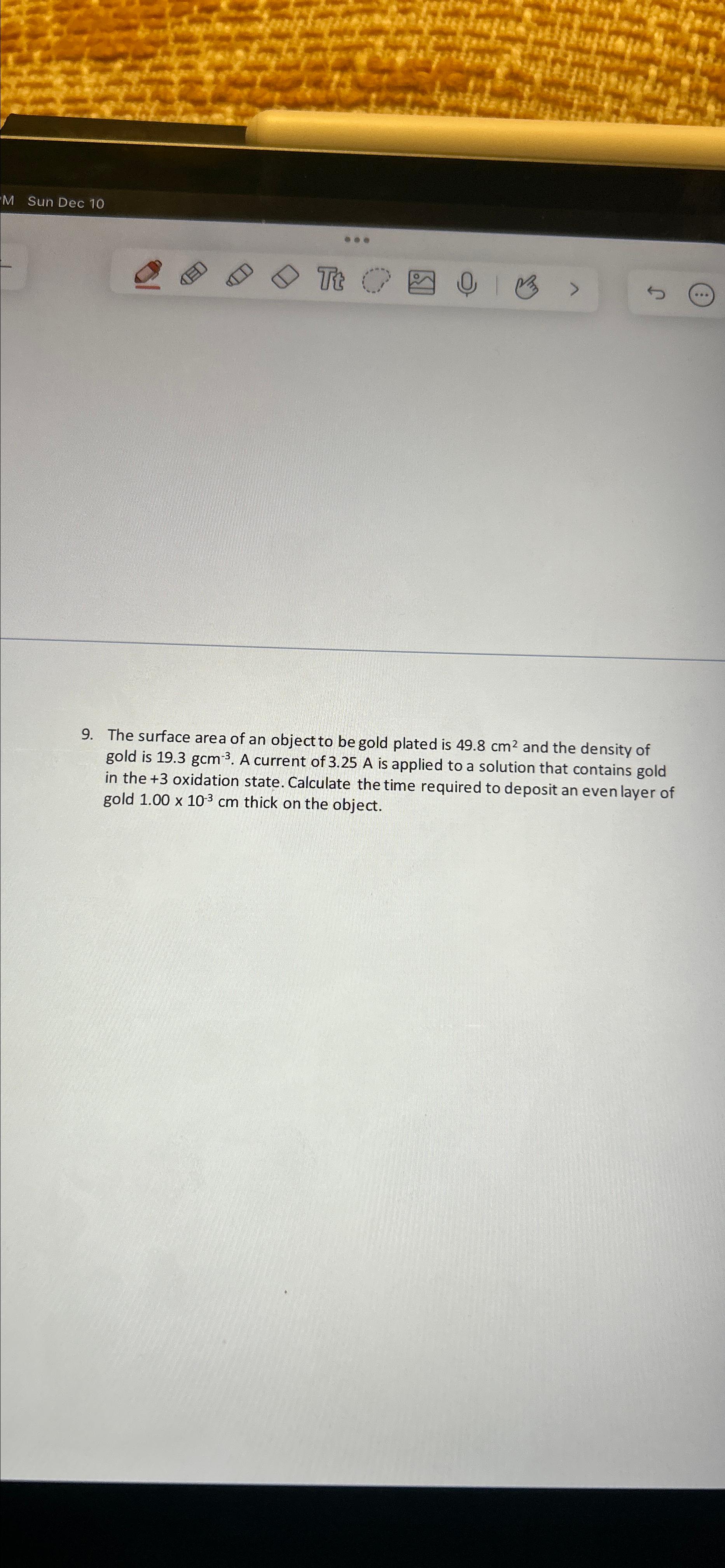 Solved M Sun Dec 10\\n9. The surface area of an object to be | Chegg.com