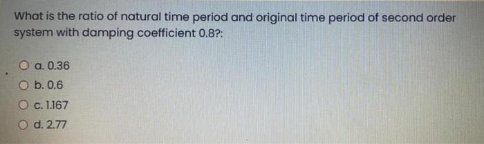 Solved What is the ratio of natural time period and original | Chegg.com
