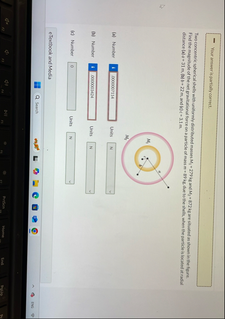 Solved Your answer is partially correct.Two concentric | Chegg.com