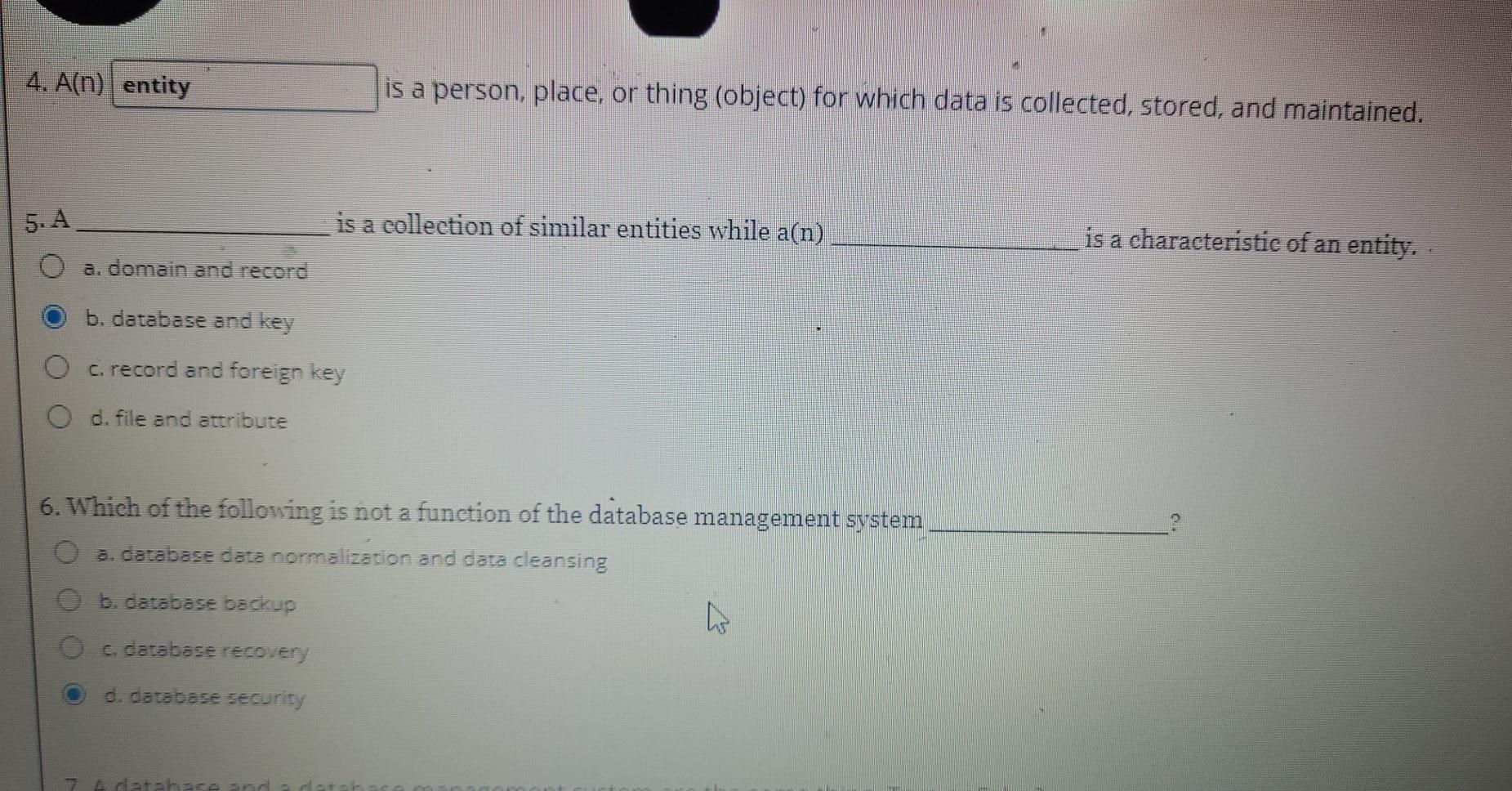 Solved 4. A(n) entity is a person, place, or thing (object) | Chegg.com