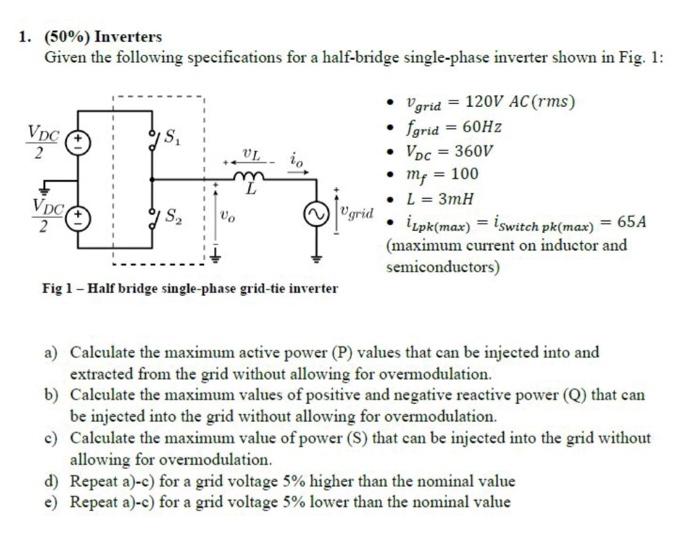 Solved 1. (50%) Inverters Given the following specifications | Chegg.com
