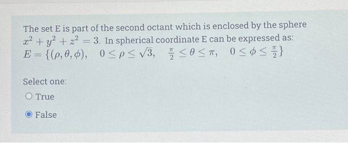 Solved The set E is part of the second octant which is | Chegg.com