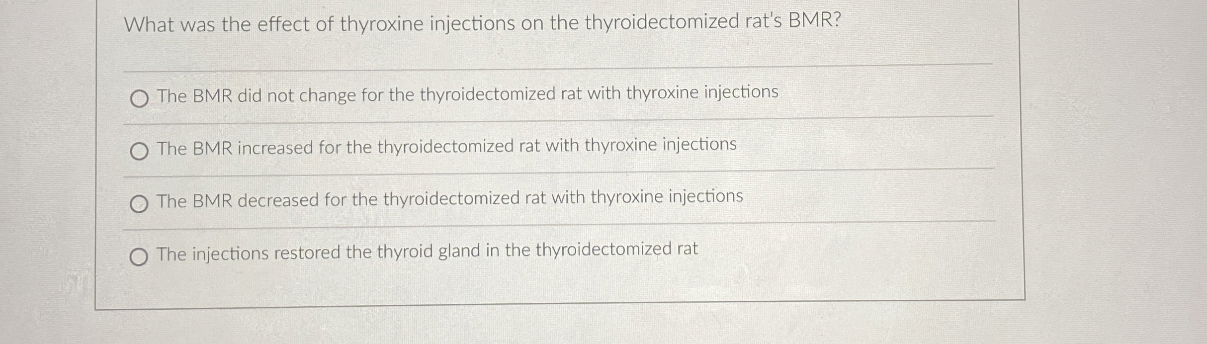 Solved What was the effect of thyroxine injections on the | Chegg.com