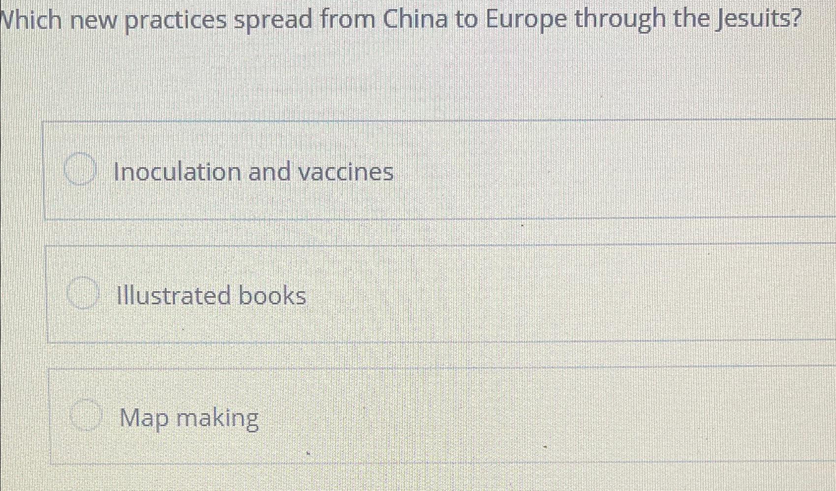 Solved Which new practices spread from China to Europe | Chegg.com