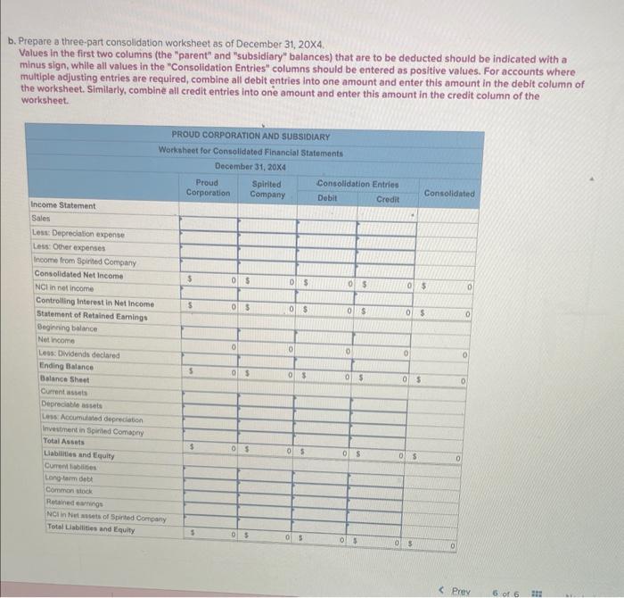 Solved Exercise 5−14 (Static) Consolidation Worksheet for | Chegg.com