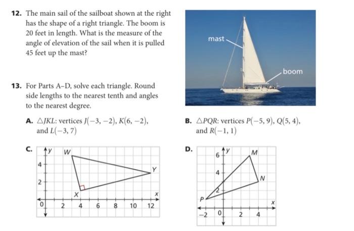 Solved 12. The main sail of the sailboat shown at the right | Chegg.com