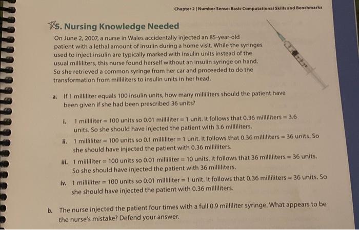 Solved a. If 1 milliliter equals 100 insulin units, how many | Chegg.com