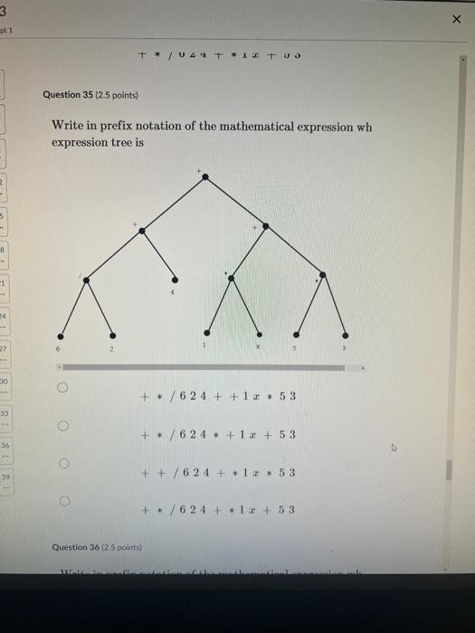 Solved Write in prefix notation of the mathematical | Chegg.com