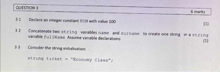 Solved 31 Declare an integer constant NUM with value 100 32 | Chegg.com