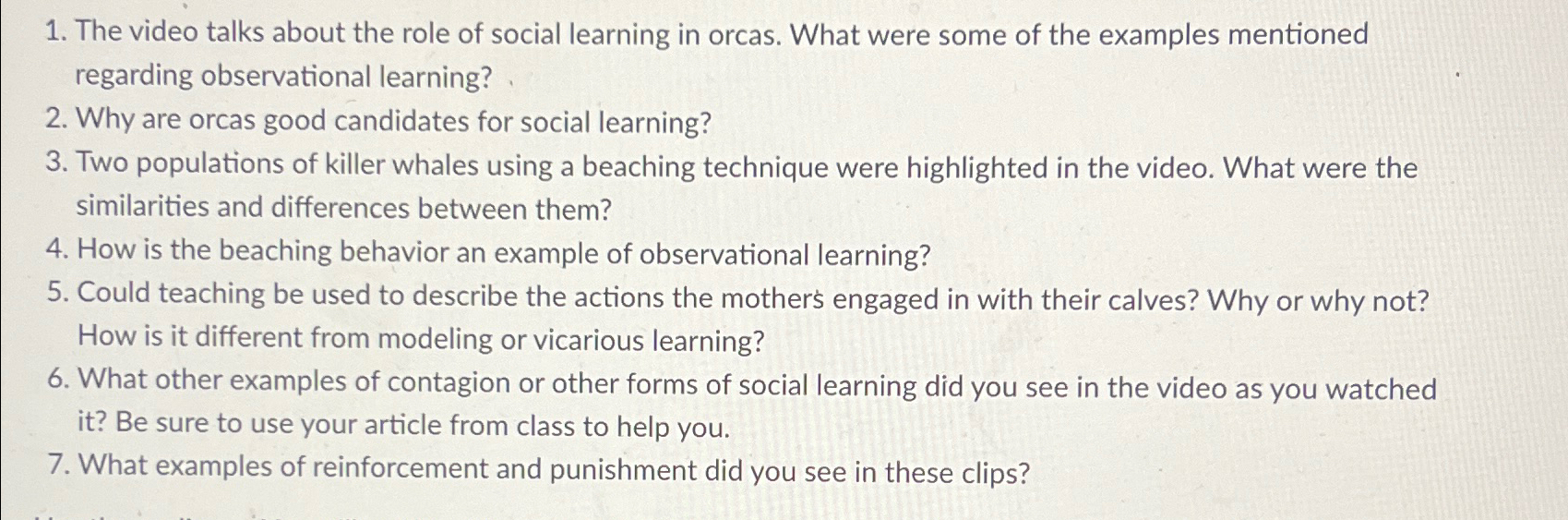 Solved The video talks about the role of social learning in | Chegg.com