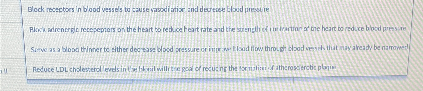 Solved Block receptors in blood vessels to cause | Chegg.com