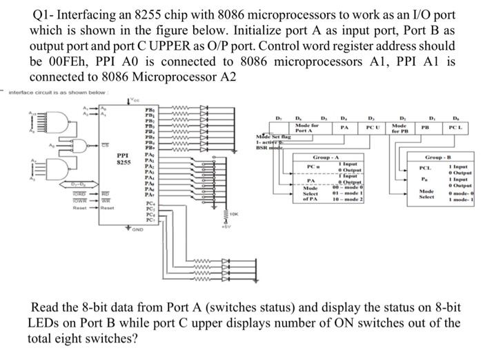 Solved Q1 Interfacing An 8255 Chip With 8086 Microproce 