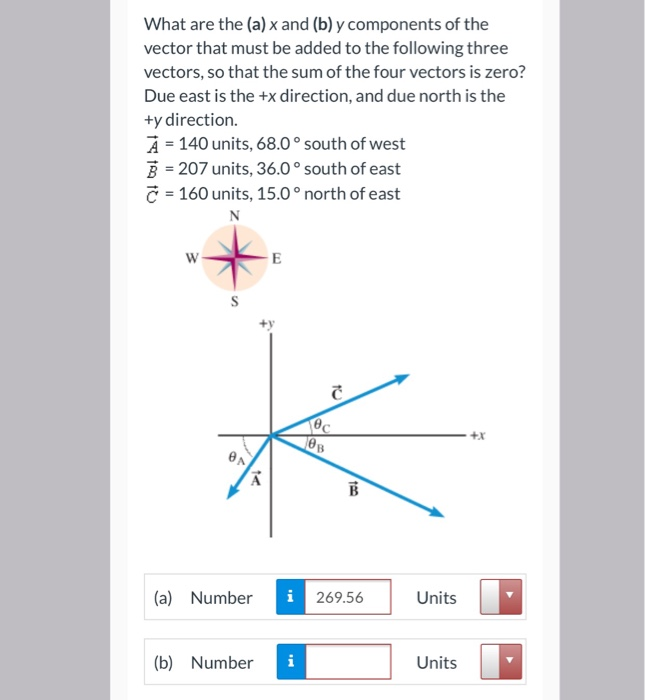 Solved What are the (a) x and (b) y components of the vector | Chegg.com