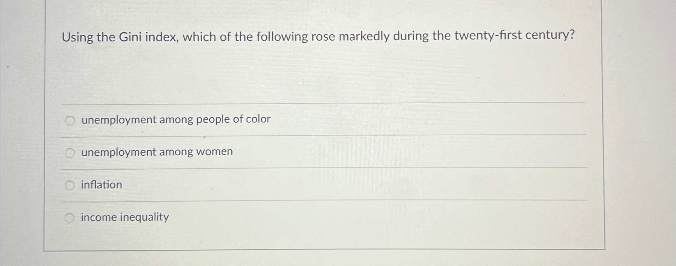 Solved Using the Gini index, which of the following rose | Chegg.com