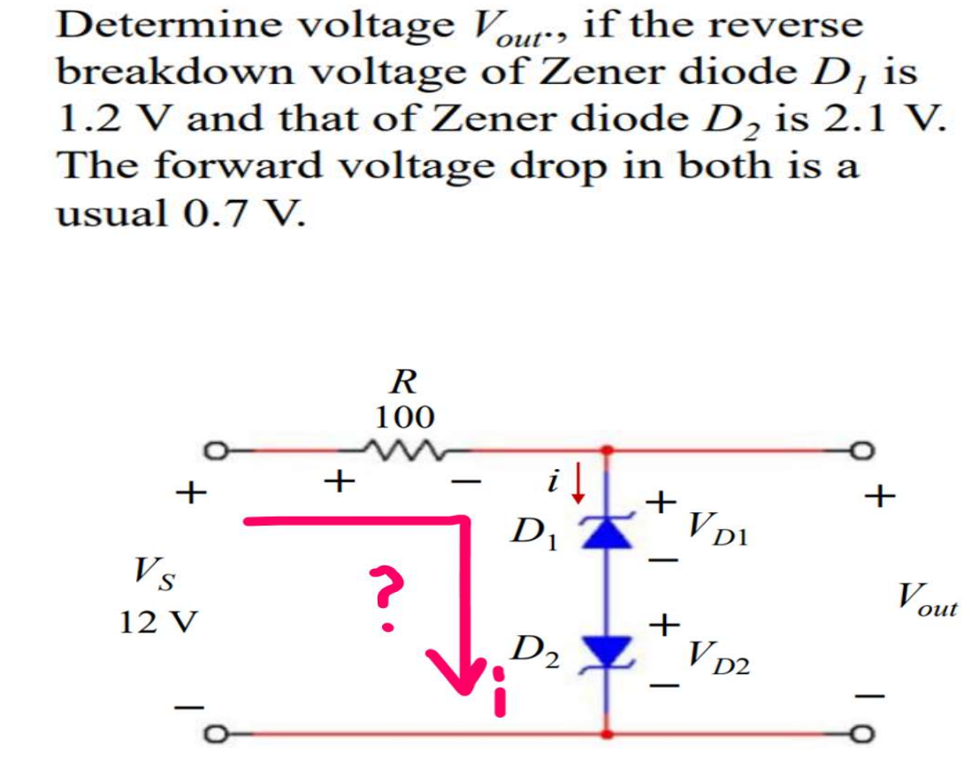 Solved Determine voltage Vout , ﻿if the reversebreakdown | Chegg.com