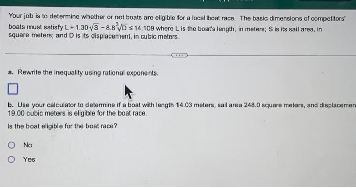 Solved Your job is to determine whether or not boats are | Chegg.com