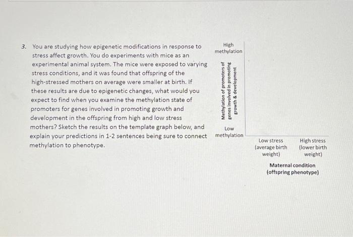 Solved 3. You are studying how epigenetic modifications in | Chegg.com