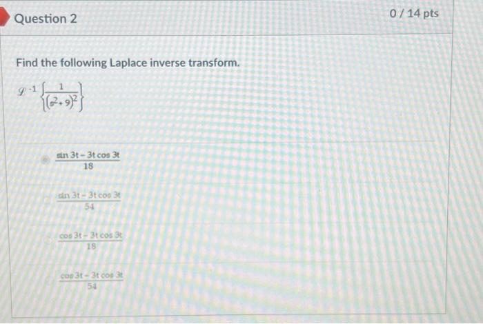 Solved Find the following Laplace inverse transform. | Chegg.com