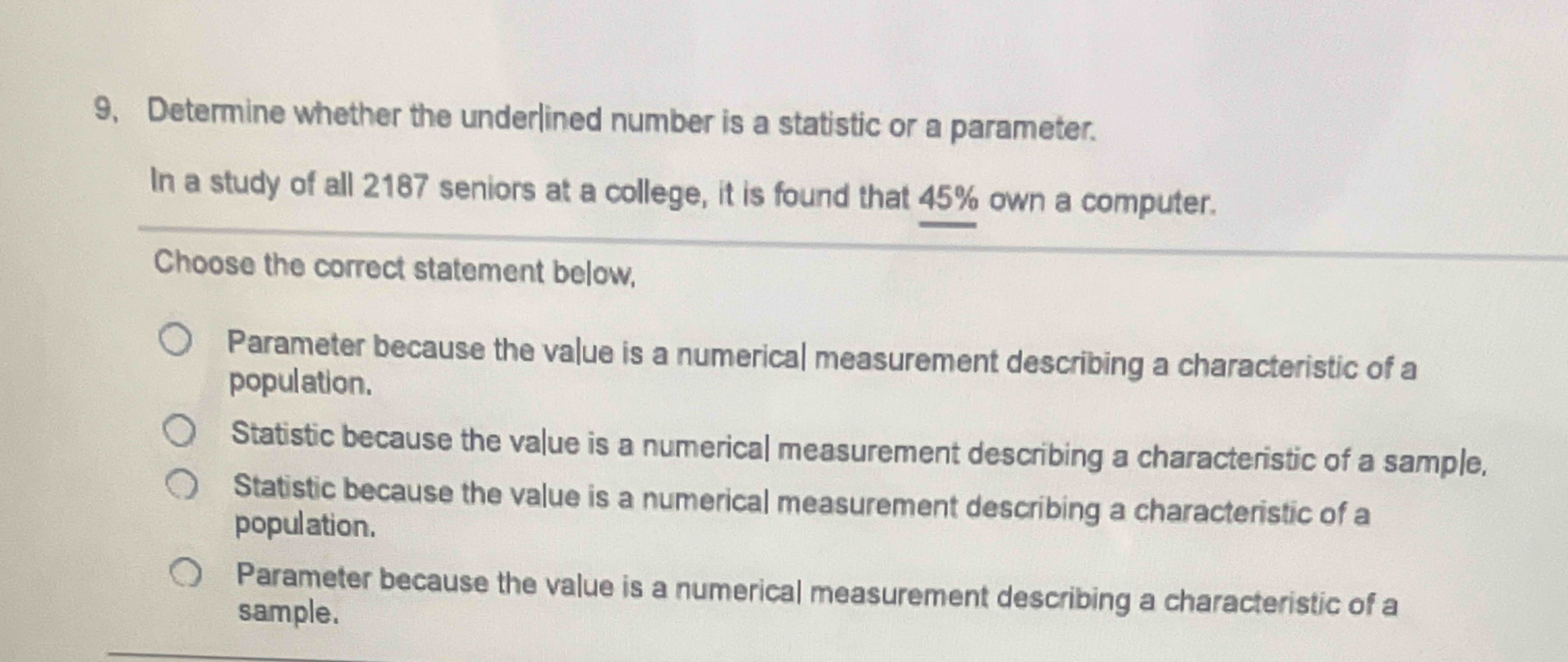 Solved 9. ﻿Determine whether the underlined number is a | Chegg.com