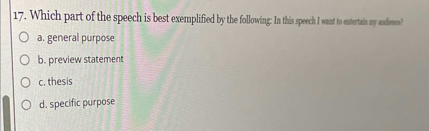 Solved Which part of the speech is best exemplified by the | Chegg.com