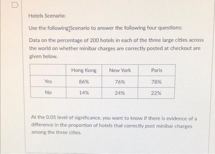 Solved Hotels Scenario: Use the following Scenario to answer | Chegg.com