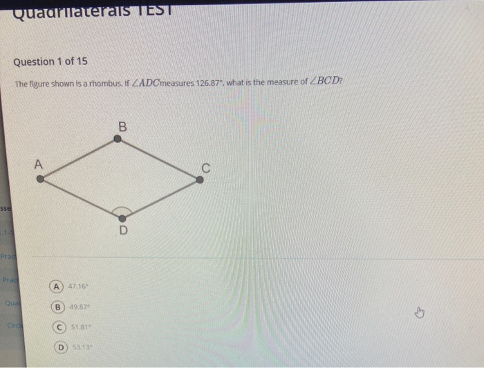 Solved Quadrilaterals TEST Question 1 of 15 The figure shown | Chegg.com
