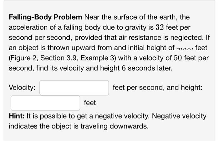 Solved Falling-Body Problem Near the surface of the earth, | Chegg.com