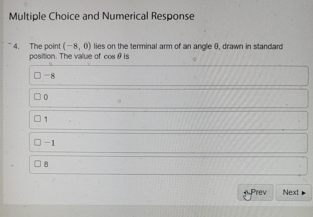 Solved Multiple Choice and Numerical Response 4. The point | Chegg.com