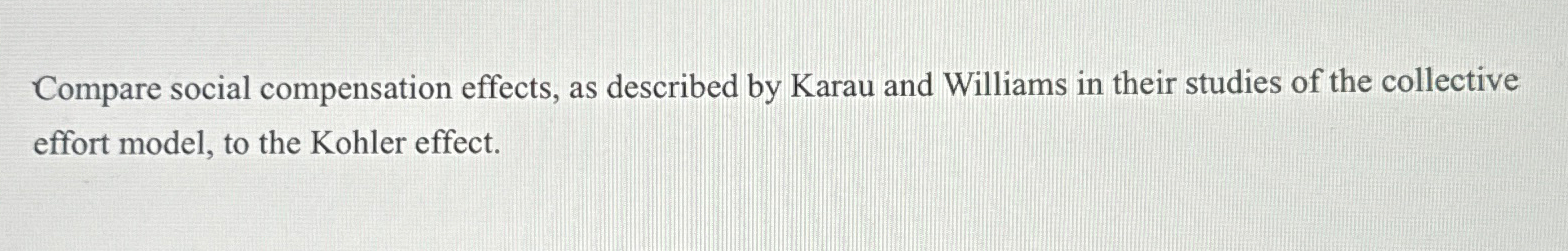 Solved Compare social compensation effects, as described by | Chegg.com