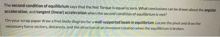 Solved The second condition of equilibrium says that the Net | Chegg.com