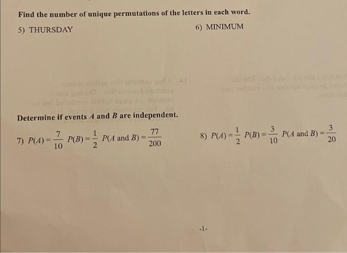 Solved Find the number of unique permutations of the letters | Chegg.com