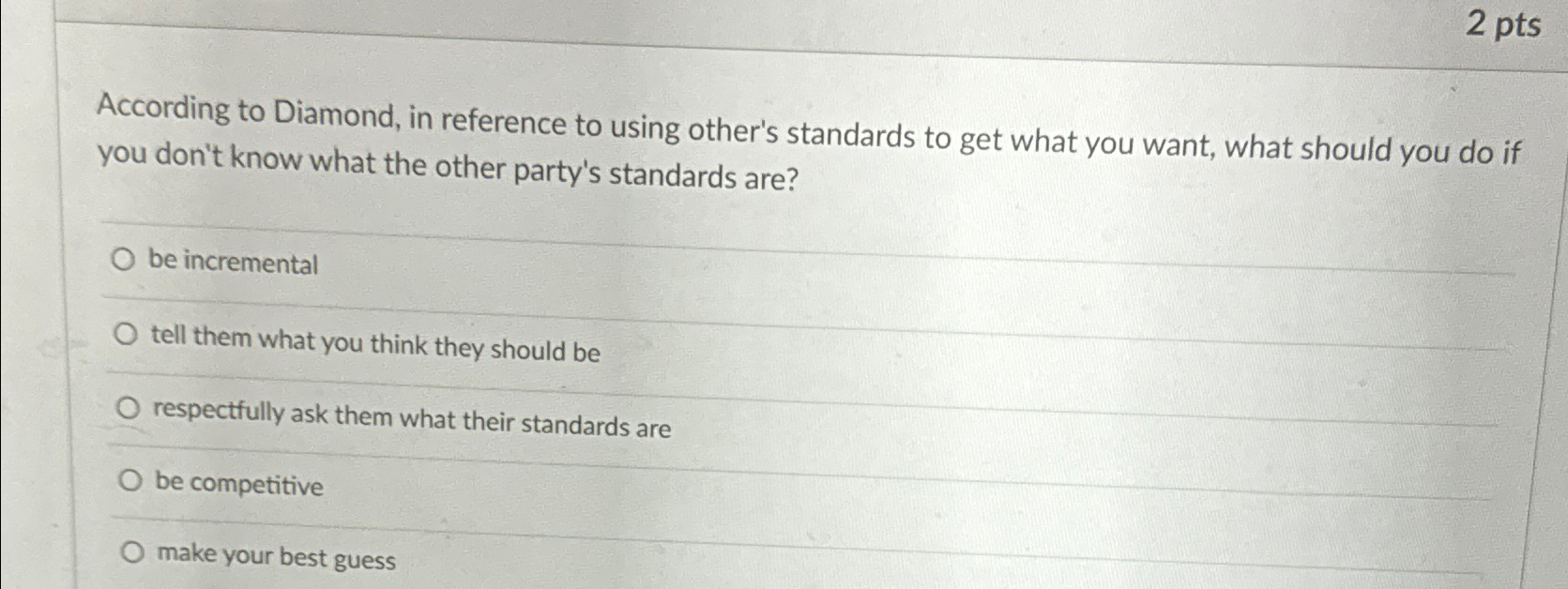 Solved 2ptsAccording to Diamond, in reference to using | Chegg.com