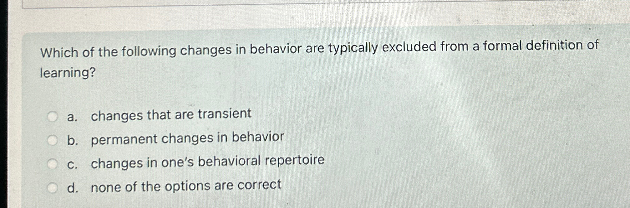 Solved Which of the following changes in behavior are | Chegg.com