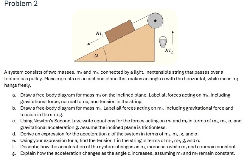 Solved Problem 2A system consists of two masses, m1 ﻿and m2, | Chegg.com