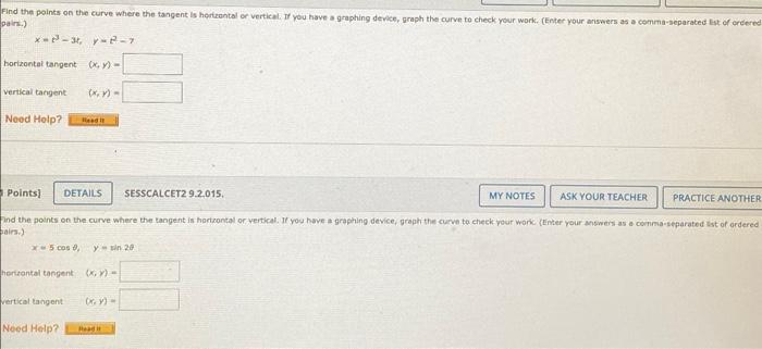 Solved Find the points on the curve where the tangent is | Chegg.com