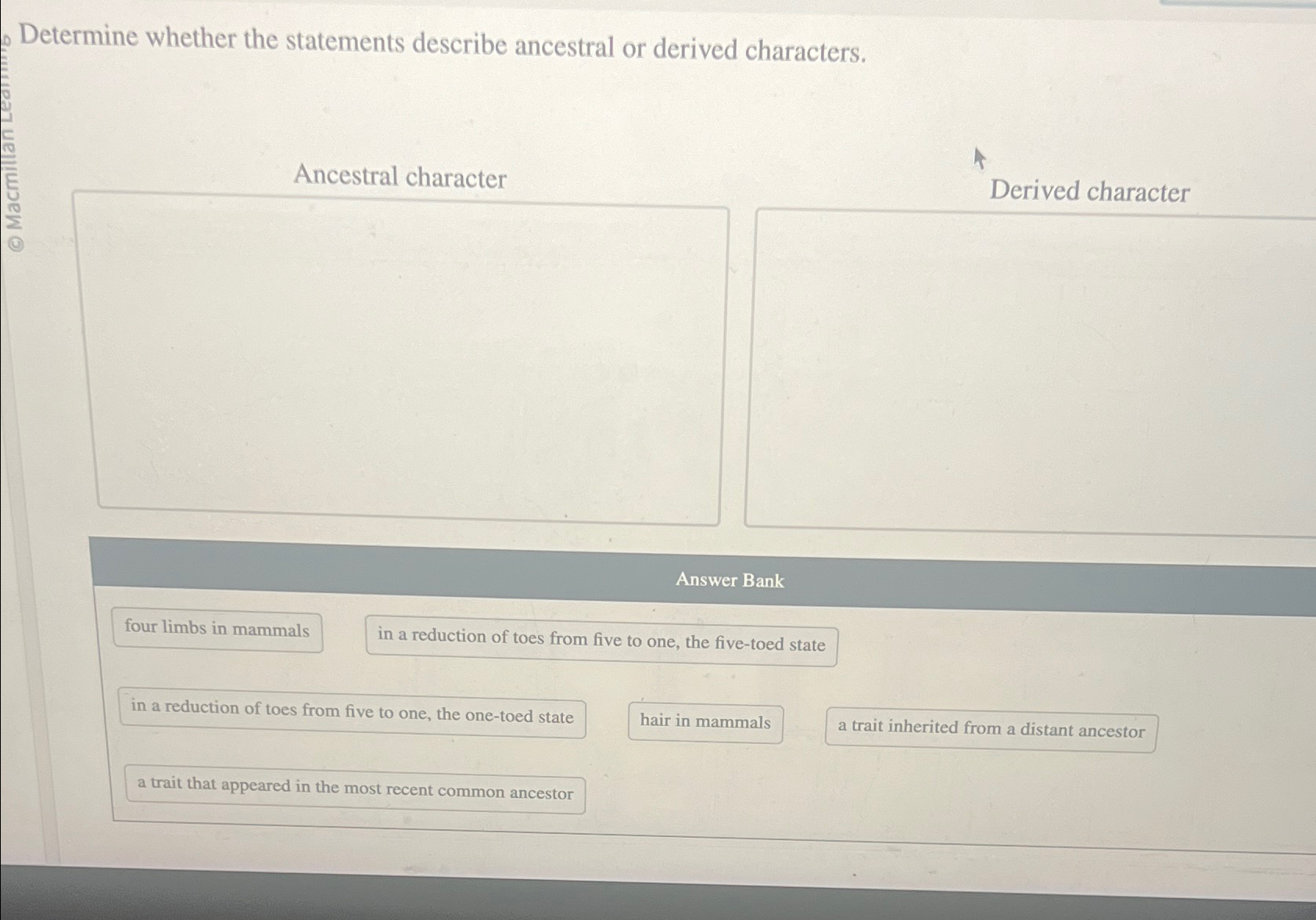 Solved Determine whether the statements describe ancestral | Chegg.com