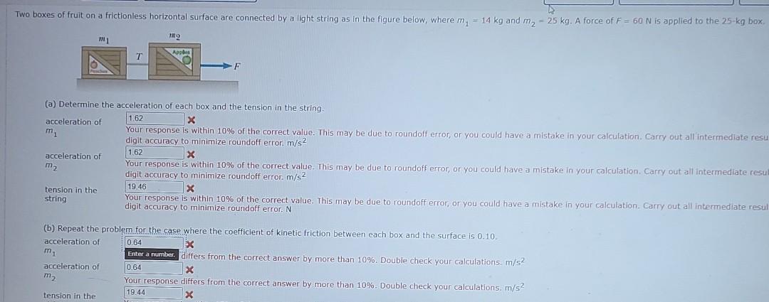 Solved Two boxes of fruit on a frictionless horizontal | Chegg.com