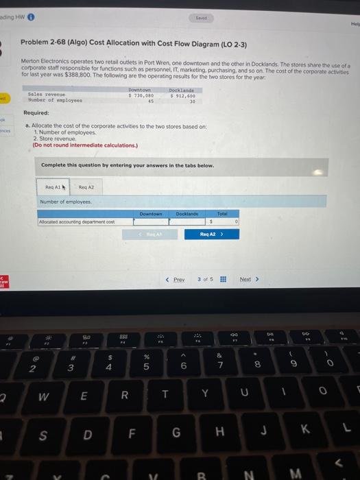 Solved Problem 2-68 (Algo) Cost Allocation with Cost Flow | Chegg.com