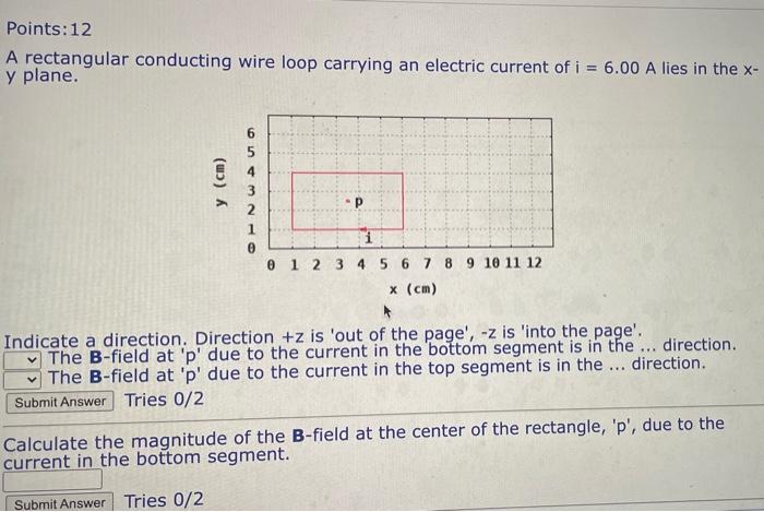 Solved Points:12 A rectangular conducting wire loop carrying | Chegg.com