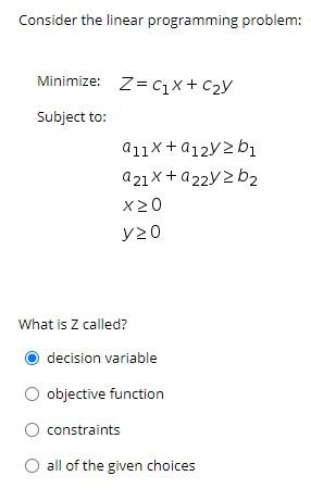 Solved Consider the linear programming problem: Minimize: | Chegg.com