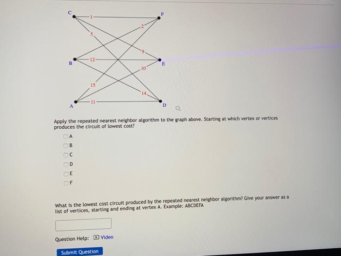 Solved -12 B E 10 IS Apply the repeated nearest neighbor | Chegg.com
