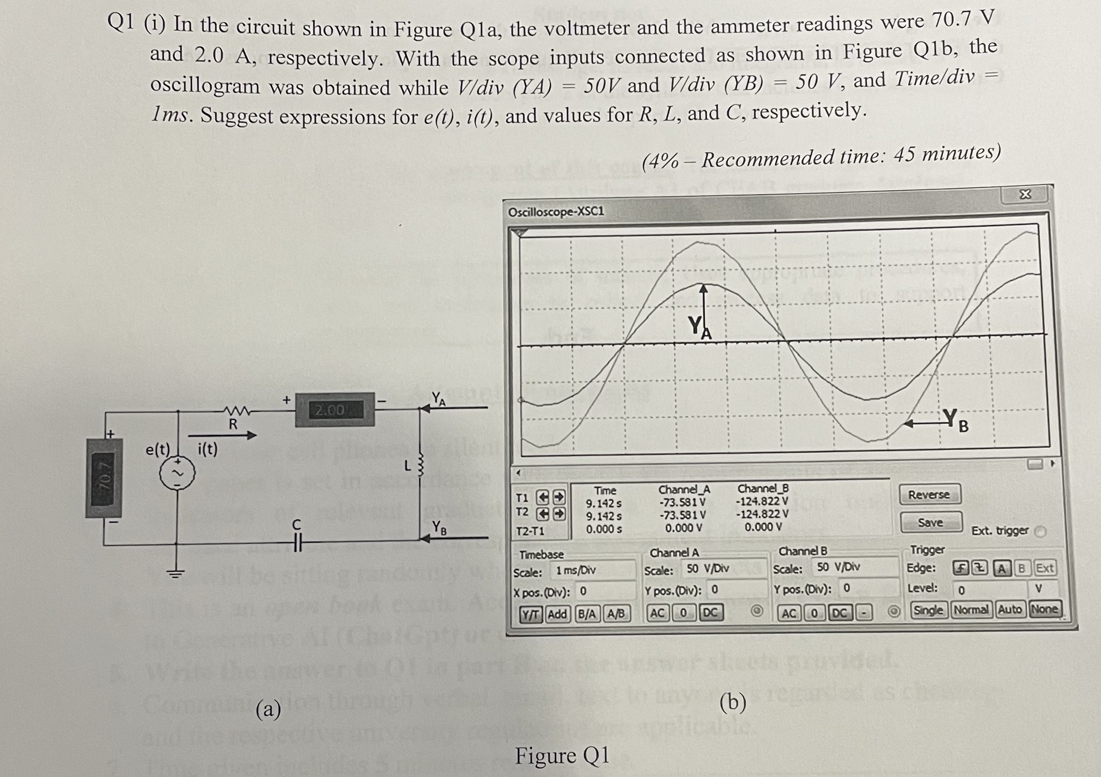 Solved by an EXPERT Q1 (i) ﻿In the circuit shown in Figure Q1a, ﻿the | Chegg.com