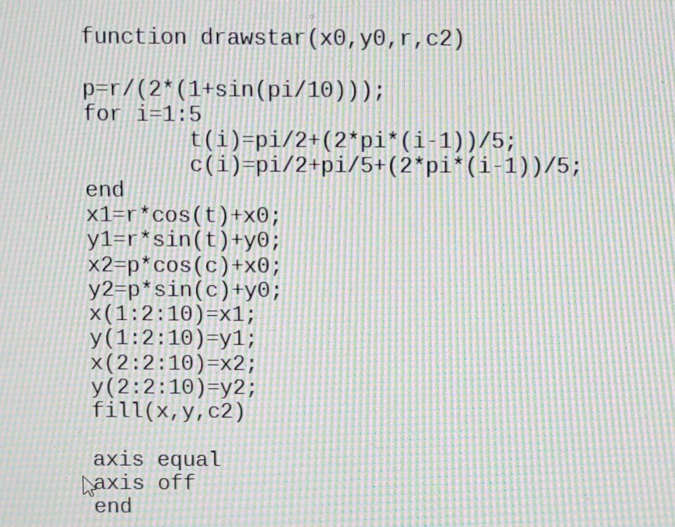 Solved function drawrect (xΘ,yΘ,L,W,c) fill (x,y,c) axis | Chegg.com